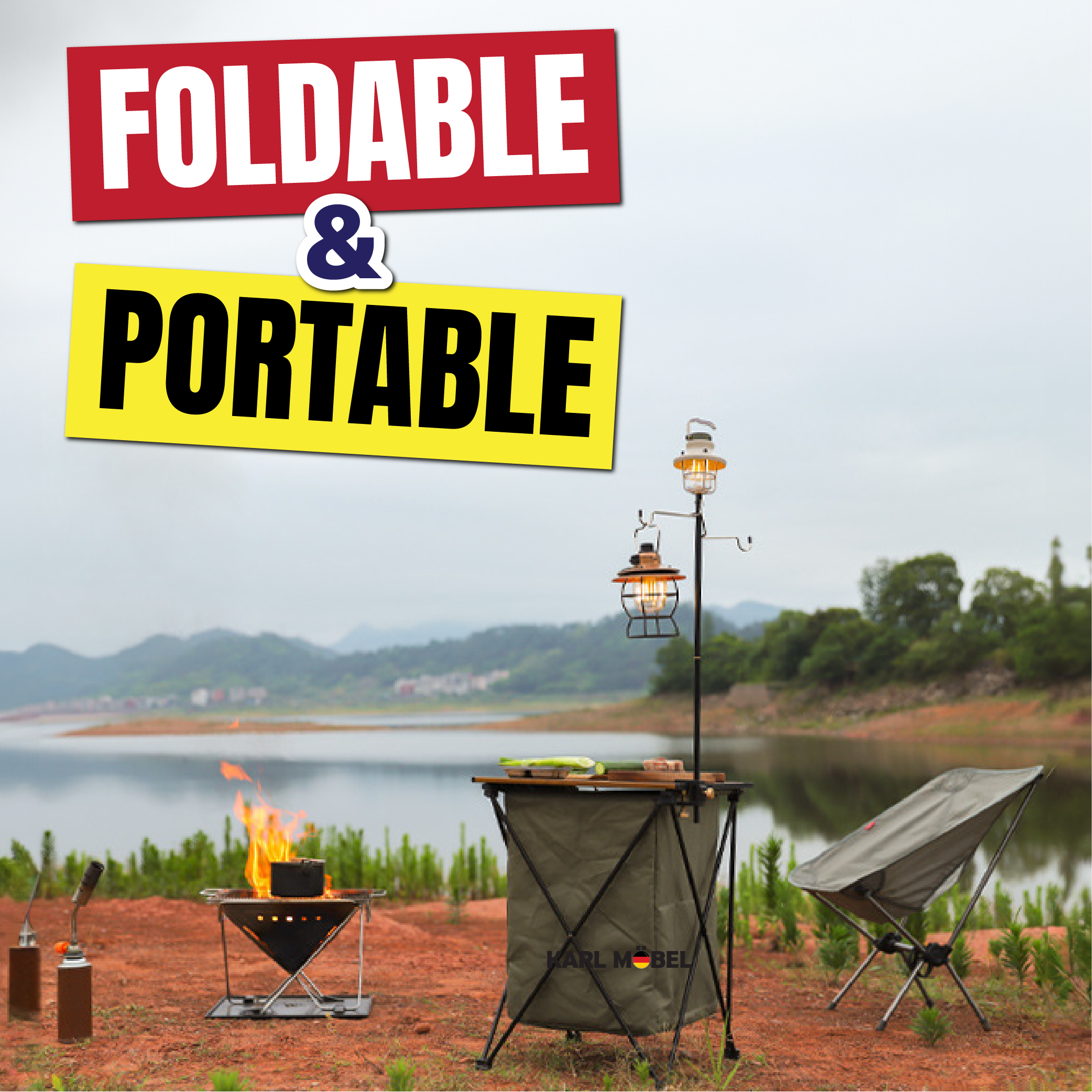 Meja Lipat Outdoor Camping Storage Shelf Multifunctional Portable ...