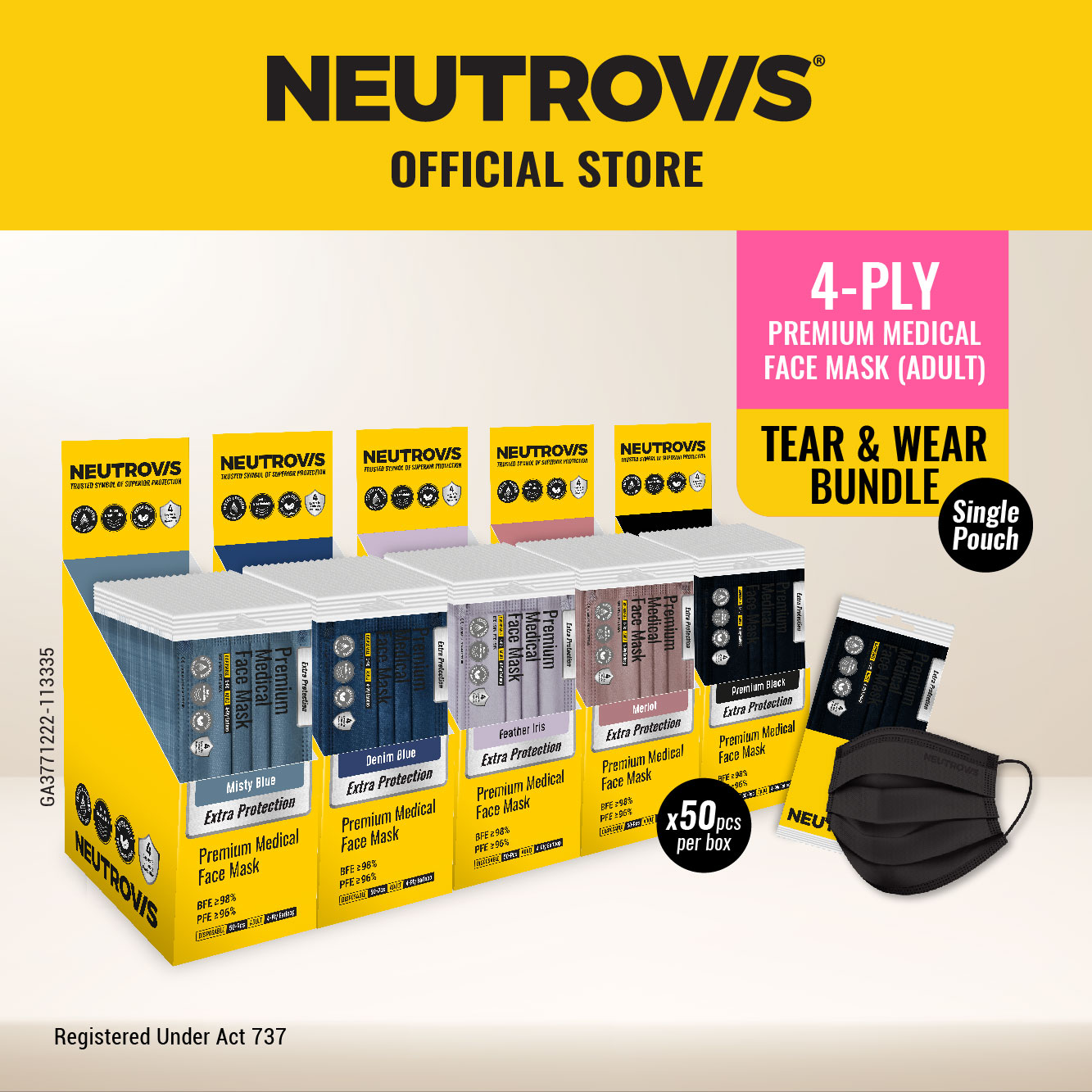 [TEAR & WEAR BUNDLE] Neutrovis 4-Ply Premium Medical Face Mask with ...