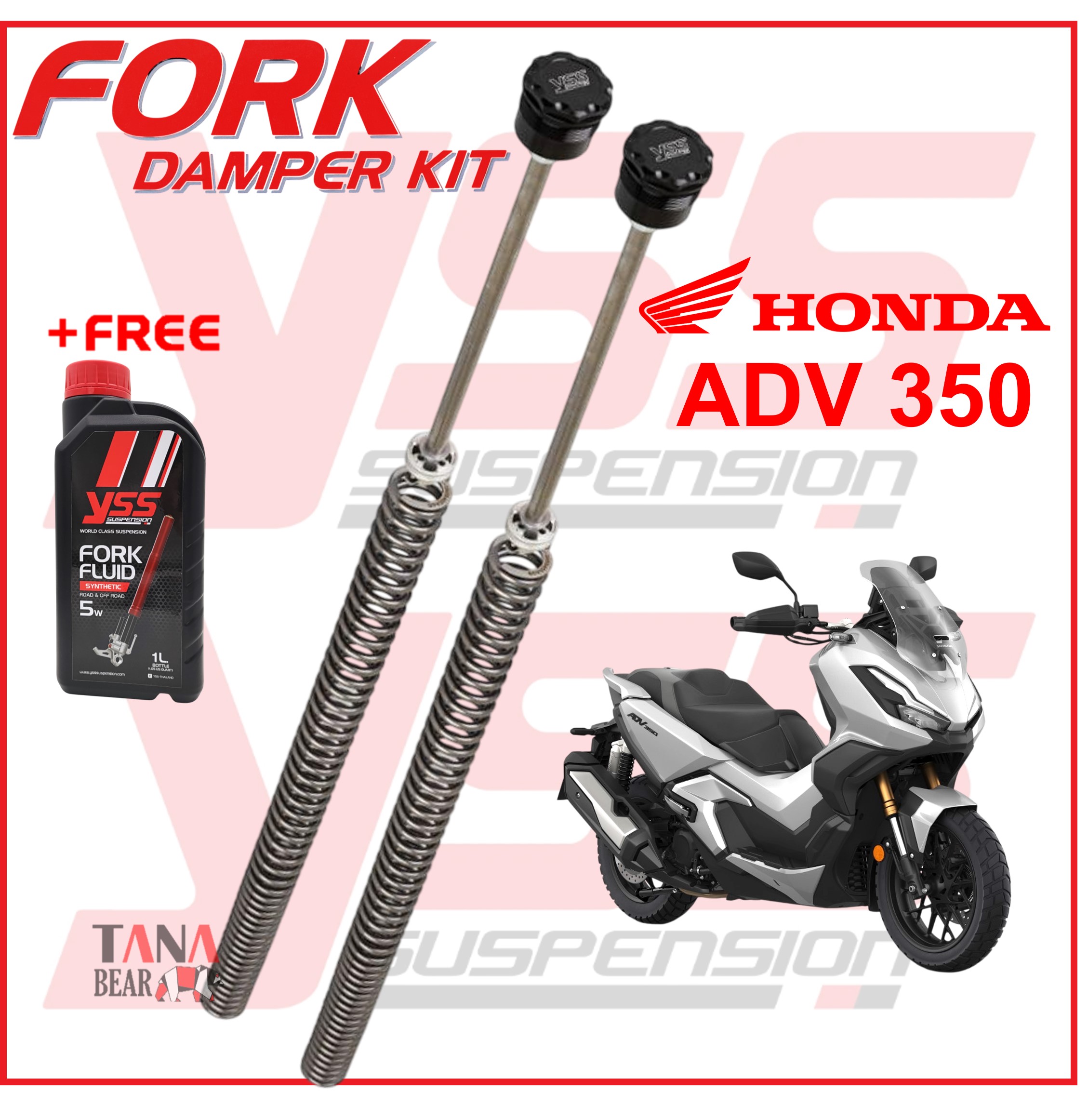 YSS ADV 350 Fork Damper Kit (Full Set Adjustable Top Cap Preload ...