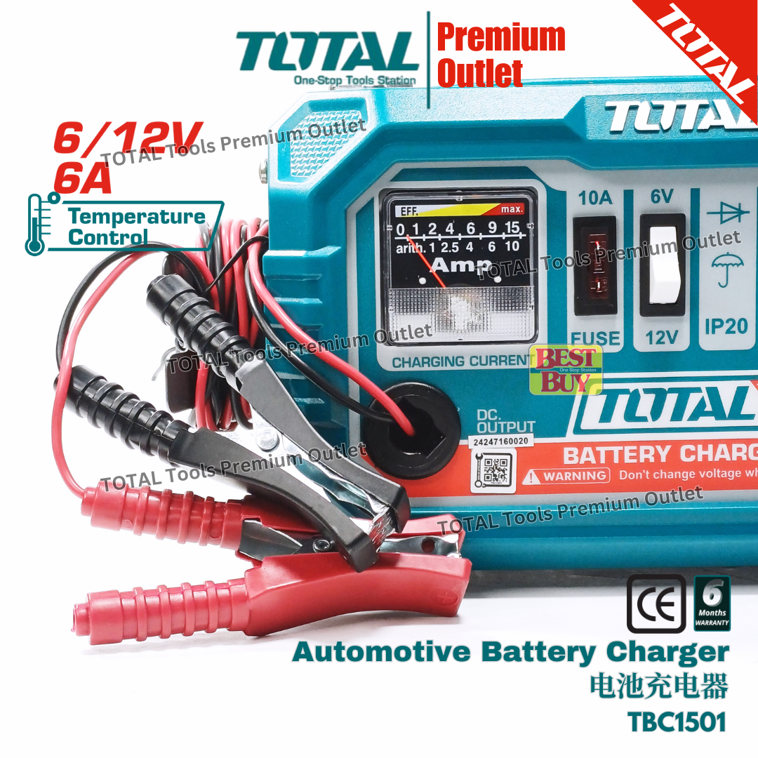 TOTAL Tools Automotive Battery Charger 6V/12V 汽车电池充电器 - TBC1501 ...