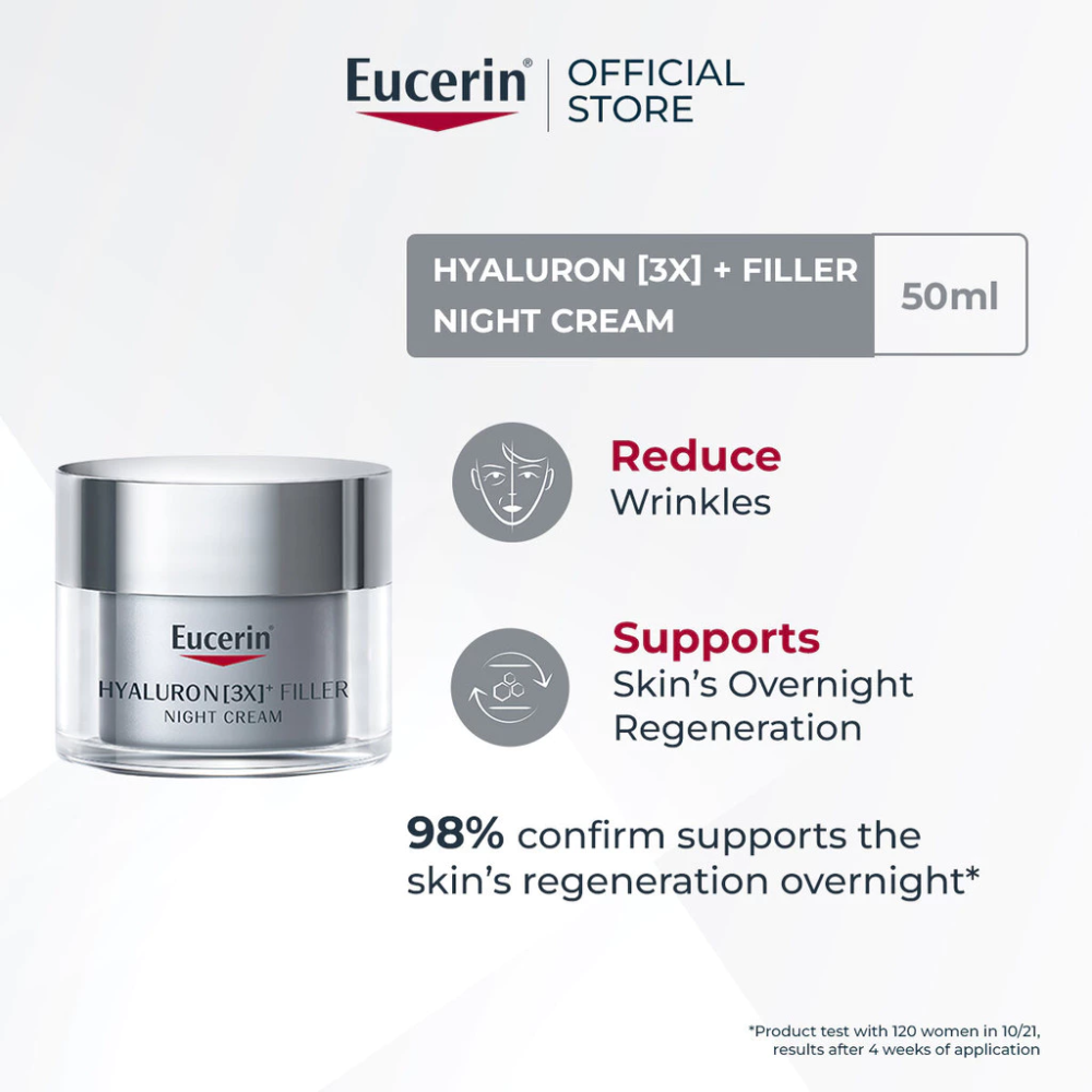 Eucerin Hyaluron Filler [3X]+ Day Cream 50ml + Night Cream 50ml | Moisturizer | Anti Aging ...