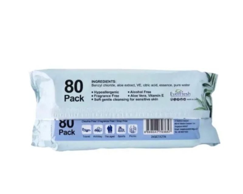 EverFresh Adult Wet Wipes [80Sheets] 99% Pure Water Ultra Thick Type ...