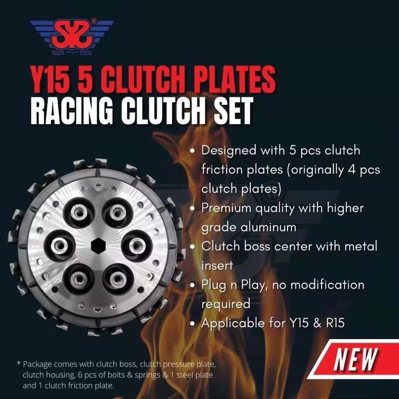 SYS RACING PREMIUM CLUTCH SET Y15ZR 5 KEPING CLUTCH PLATE 6 SPRING DAN ...