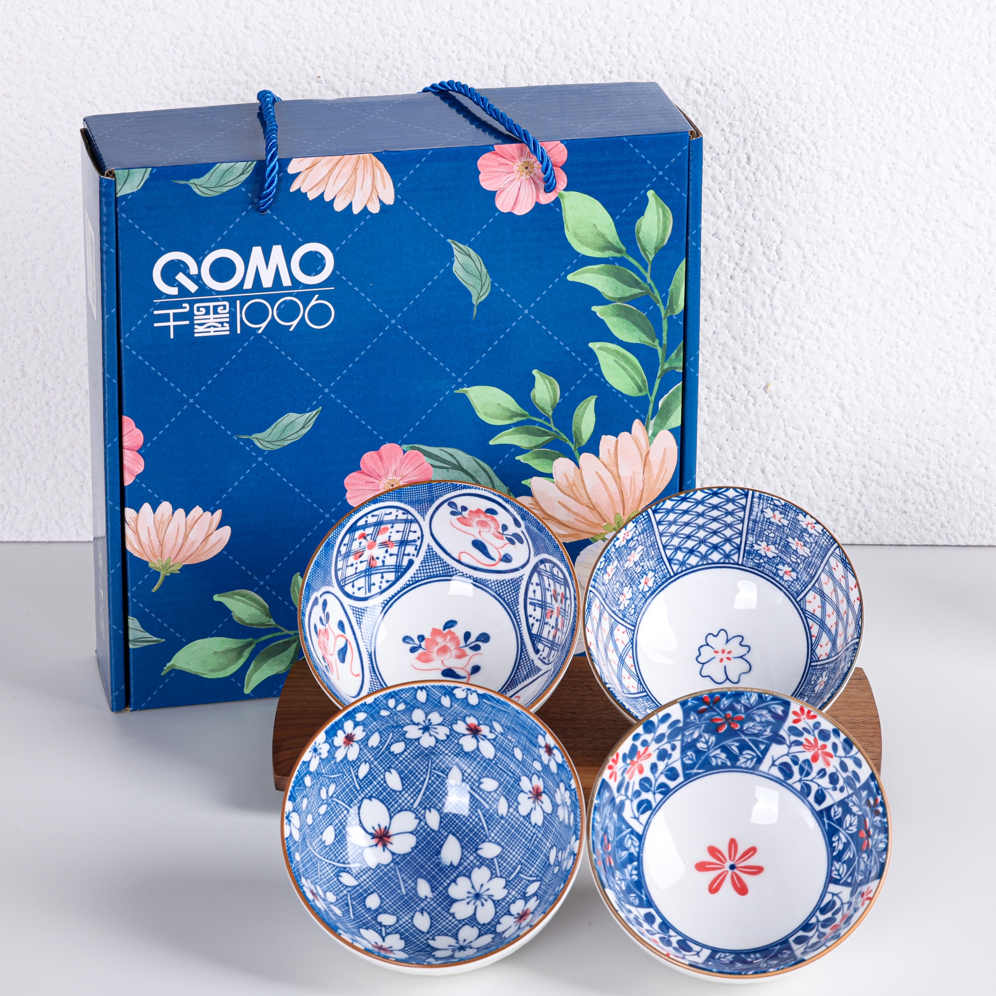 QOMO Bohemian Ceramic Bowl Set Gift with Box Seramik Mangkuk Hadiah ...