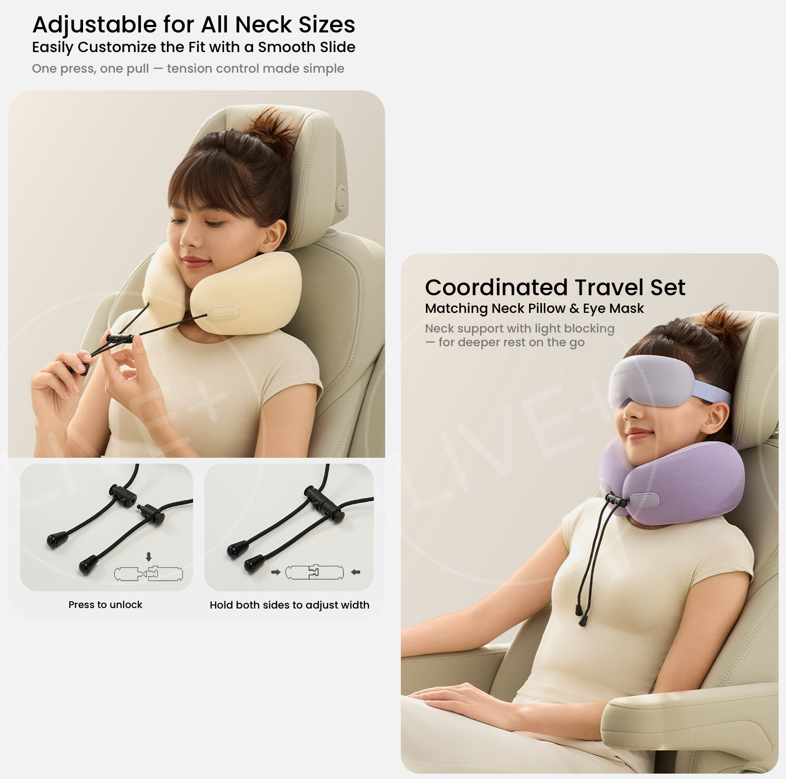 EVERYTHINK ES2 Travel Neck Pillow, Pink | U Shape Support Flight Bantal Tengkuk Leher Kepala ...