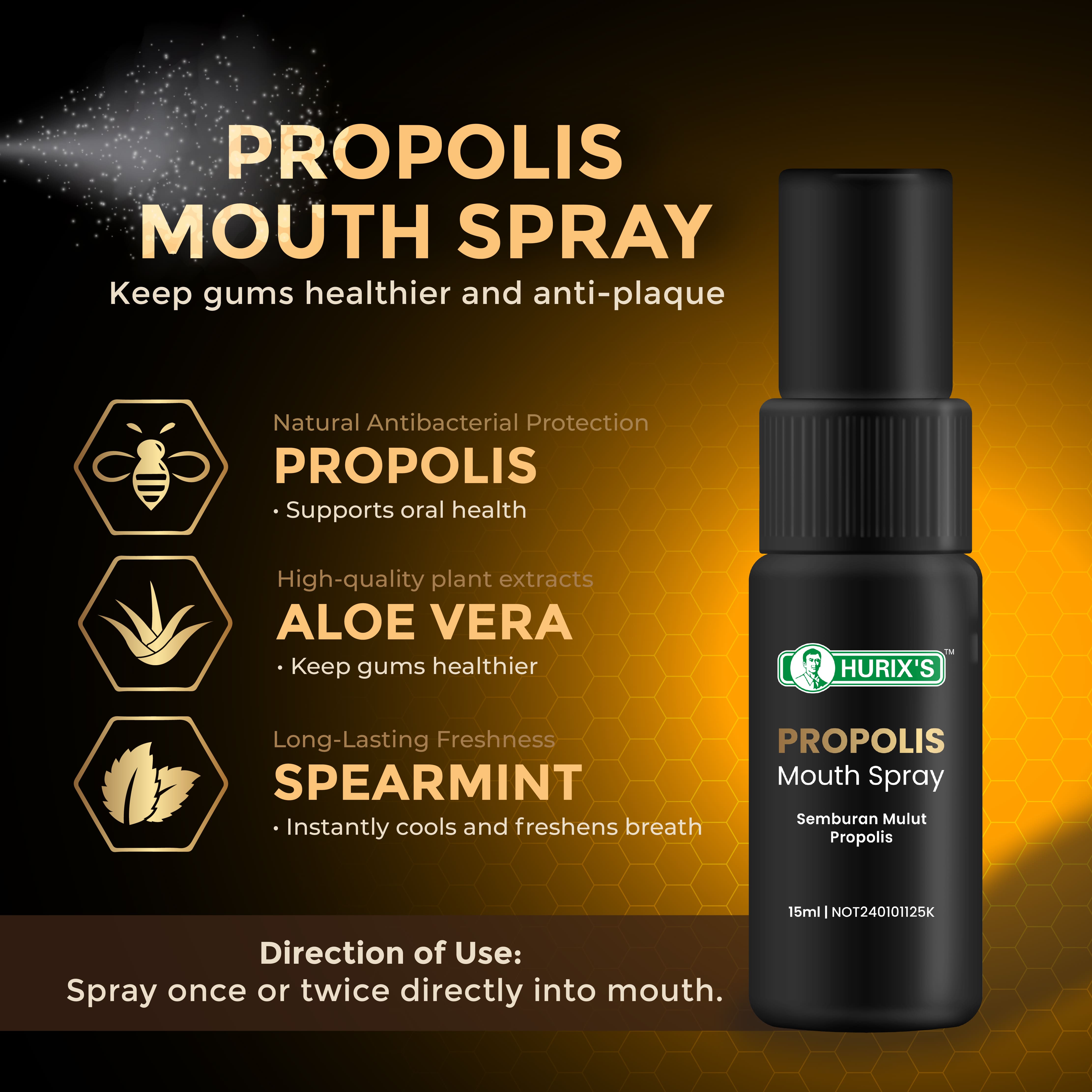 HURIX'S Propolis Mouth Spray - Keep Gums Healthy - Anti-Plaque ...