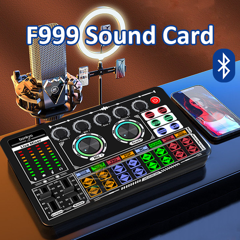 Soundcard F999+M997 Audio Mixer Voice Changer Mixing Console Amplifier ...