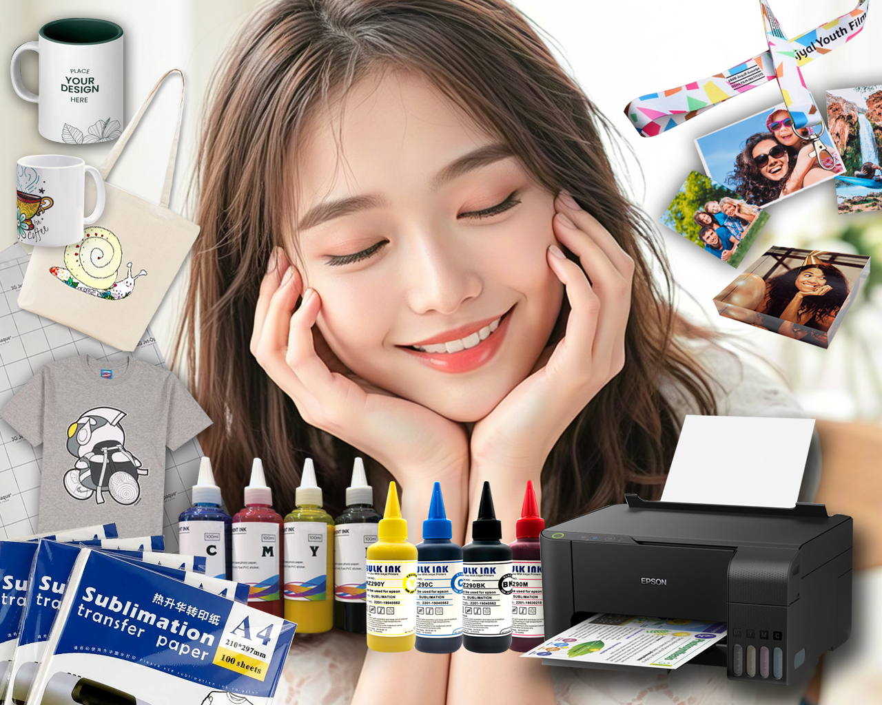 Epson L1210 (Sublimation Ink Or Pigment Ink) Printer Heat Press ...