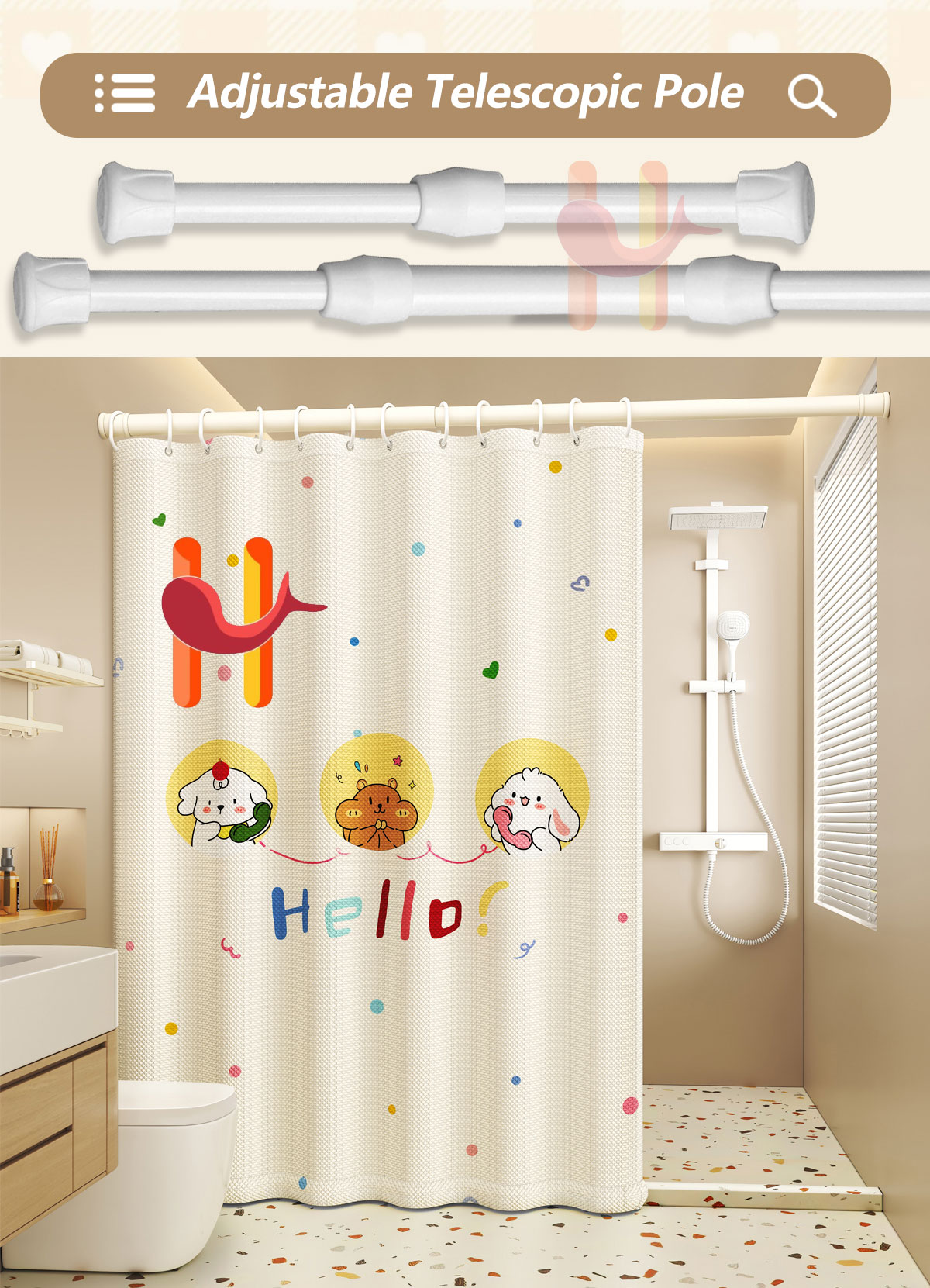 Telescopic Pole Doorcurtain Rod Curtain Rods Multifunctional Adjustable ...