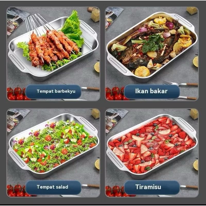 SUS 304 Grill Pan with Lid Food Container Tray Food Warmer Buffet Tray ...