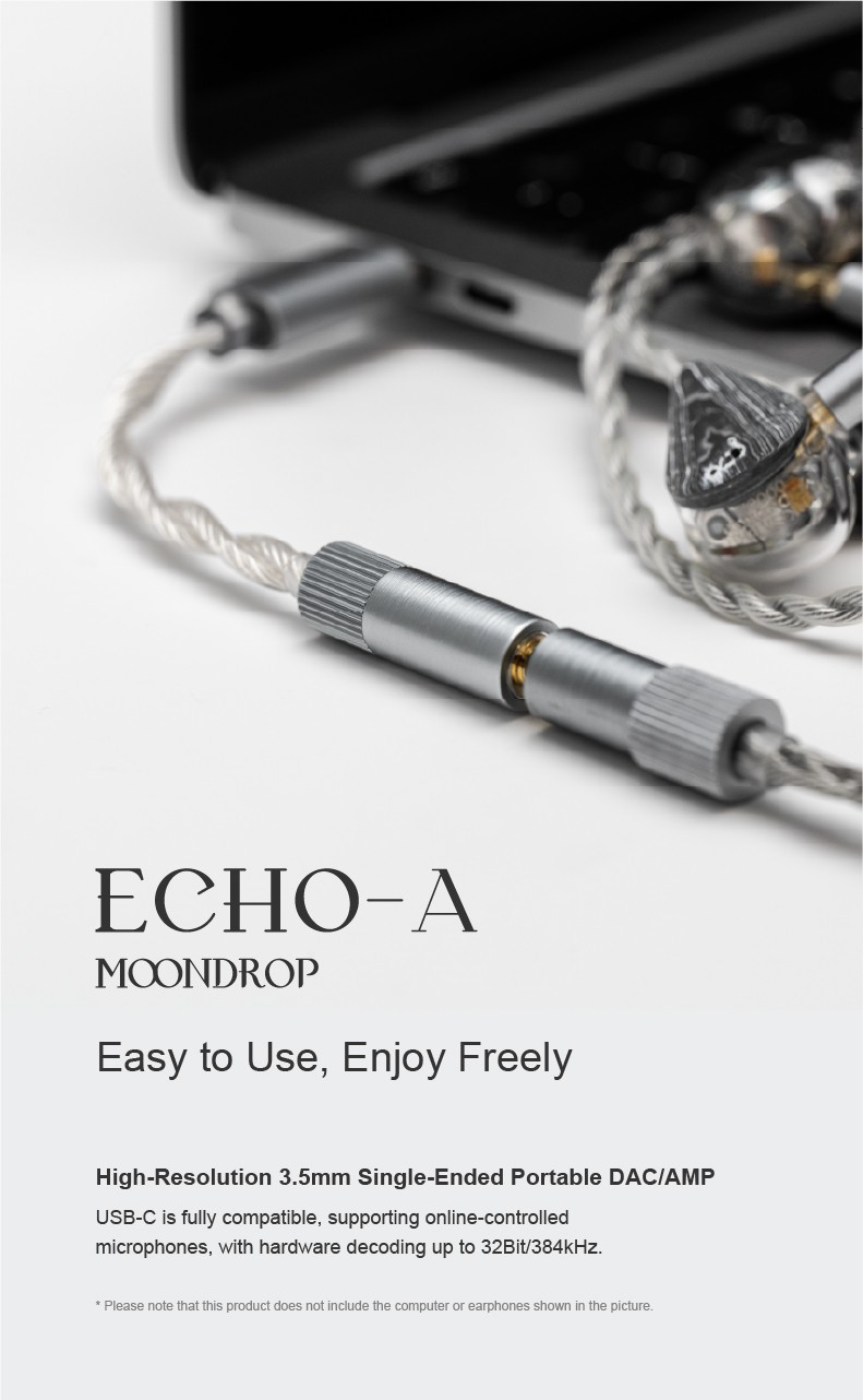 Moondrop Echo A / B - 32Bit/384kHz Portable USB DAC & AMP with MIC & Balanced Output, DSP ...
