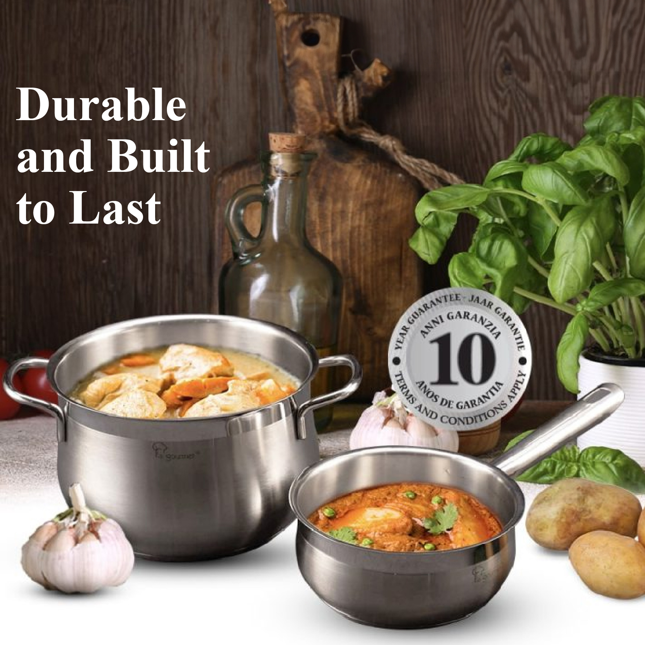 La gourmet Cook & Pour 3pcs Stainless Steel Kitchen Helper Cooking ...