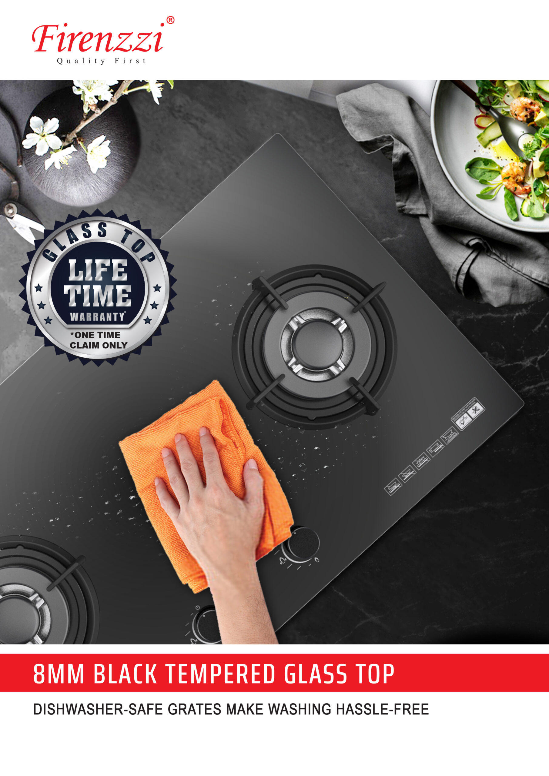 Firenzzi Built In Glass Hob 3.8 kW Without Safety Valve FGH2023/ With ...