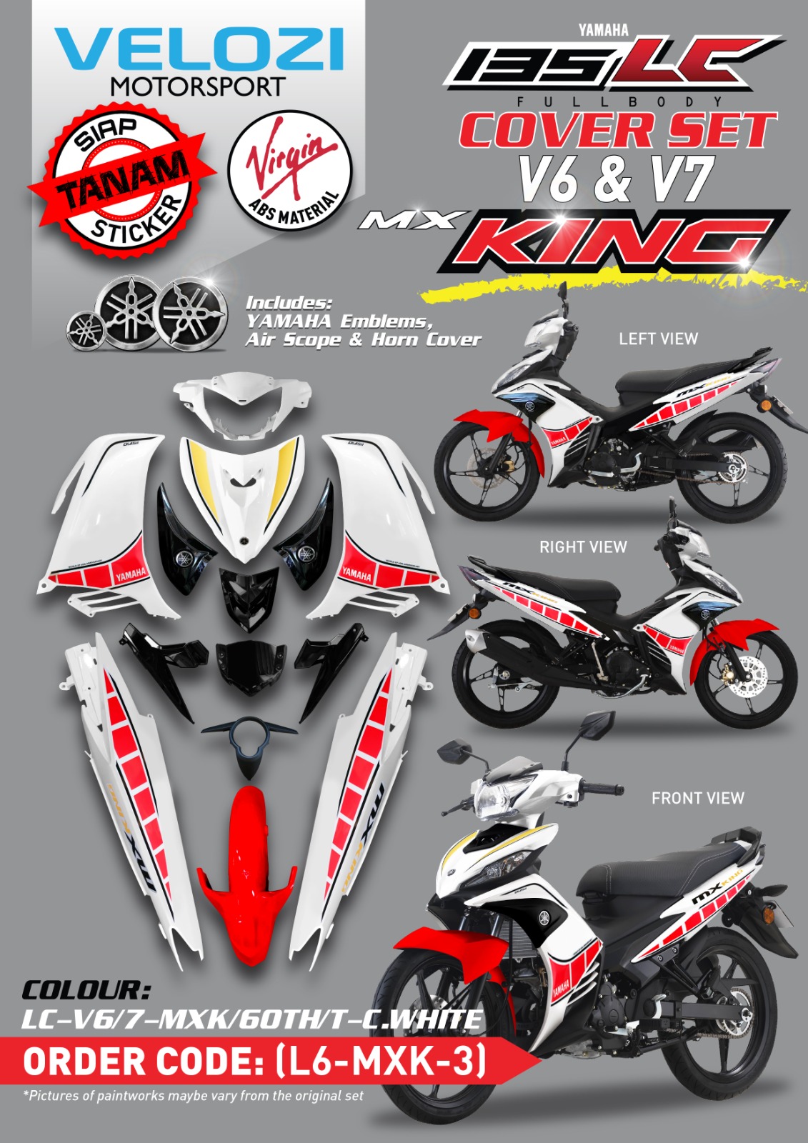 COVERSET LC LC135 V2 V3 V4 V5 V6 V7 WHITE RED MX KING 60th YAMAHA ...