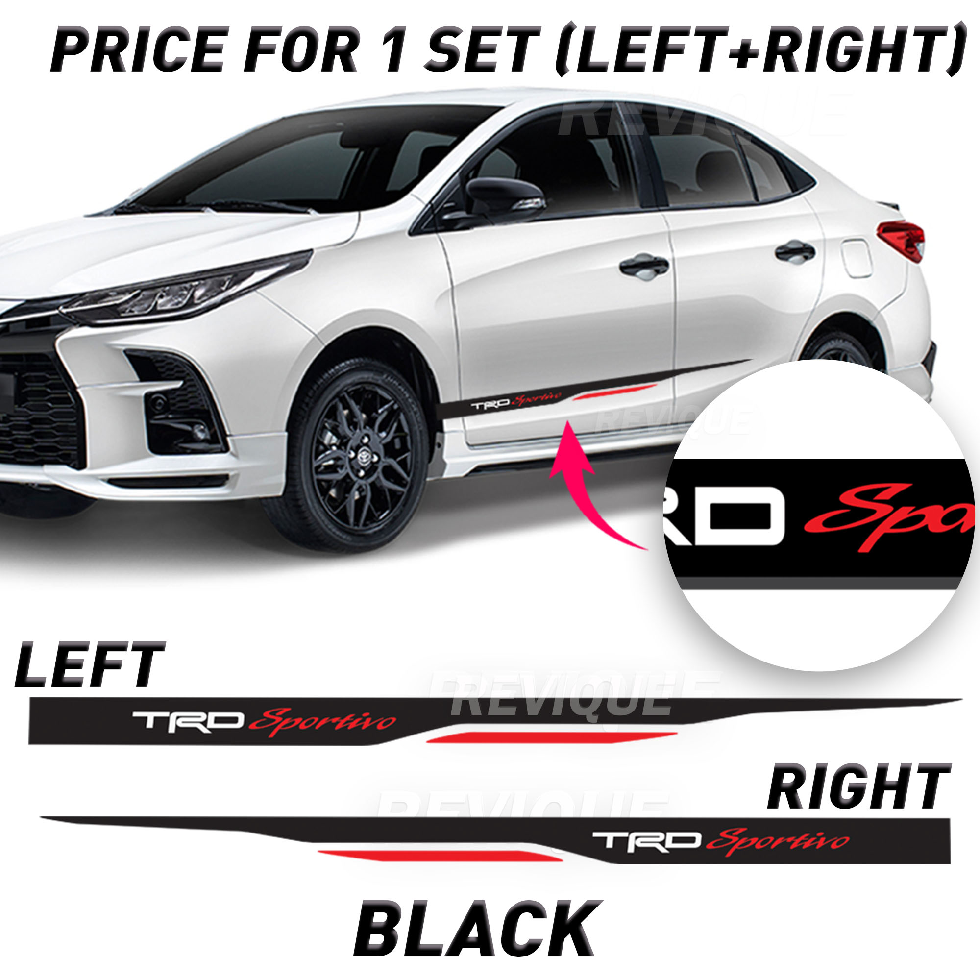 Sticker Toyota Vios TRD GR Sport Side Body Striping | Waterproof Vinyl ...