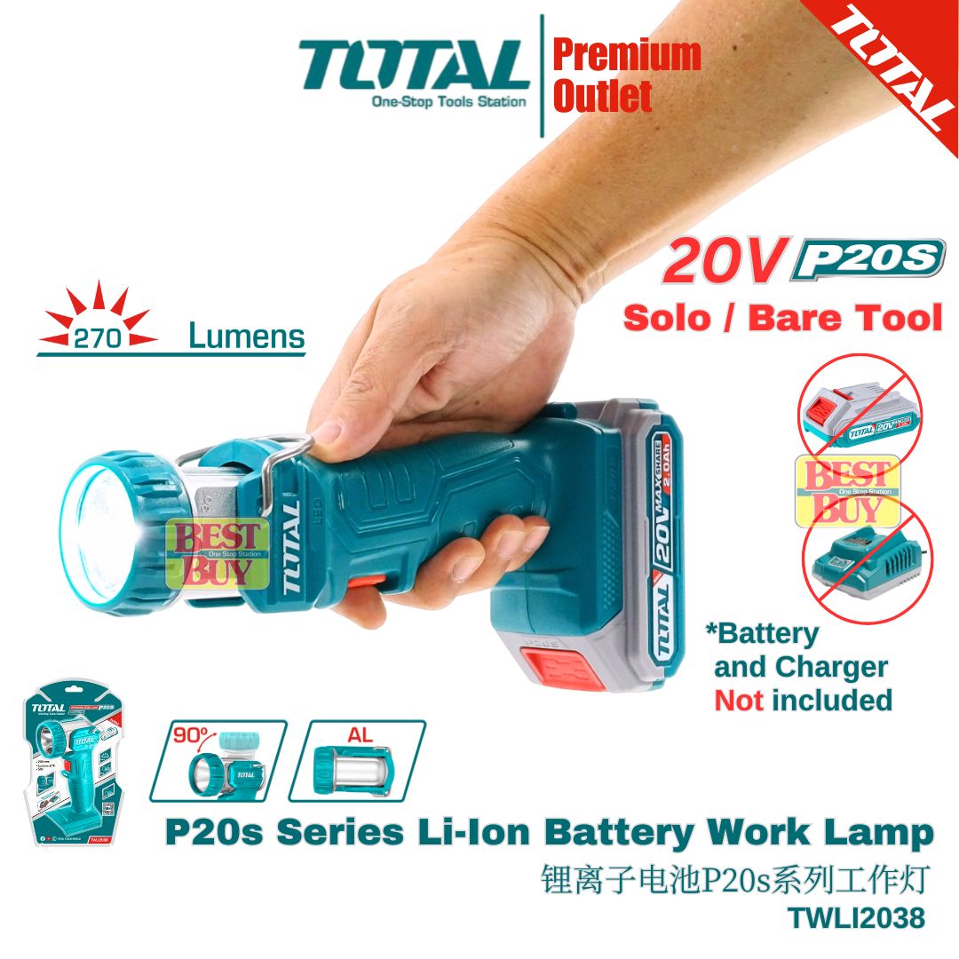TOTAL Tools P20s 20V series Cordless Portable Work Lamp [ Solo/Bare ...