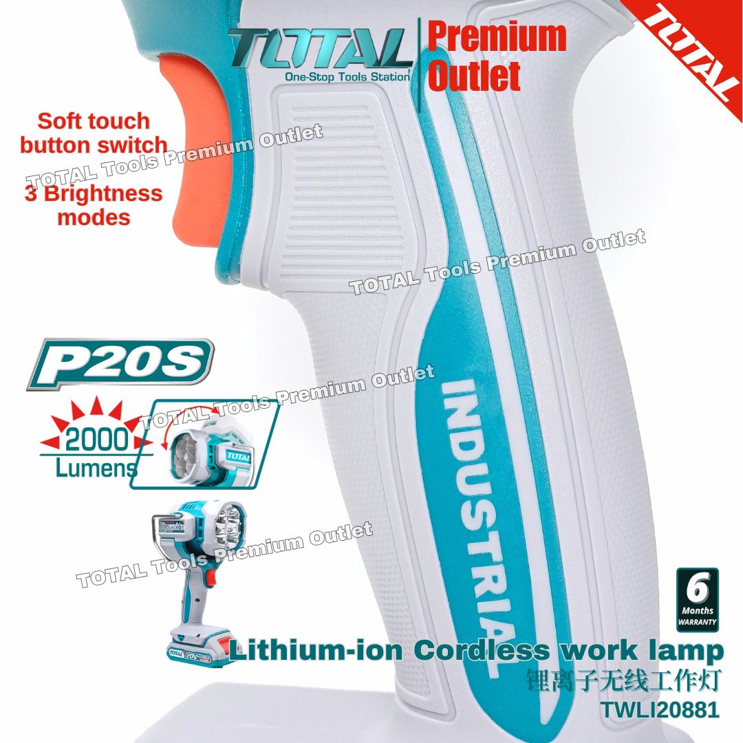 TOTAL Tools 20V Lithium-ion Cordless portable work lamp 2000 Lumens ...