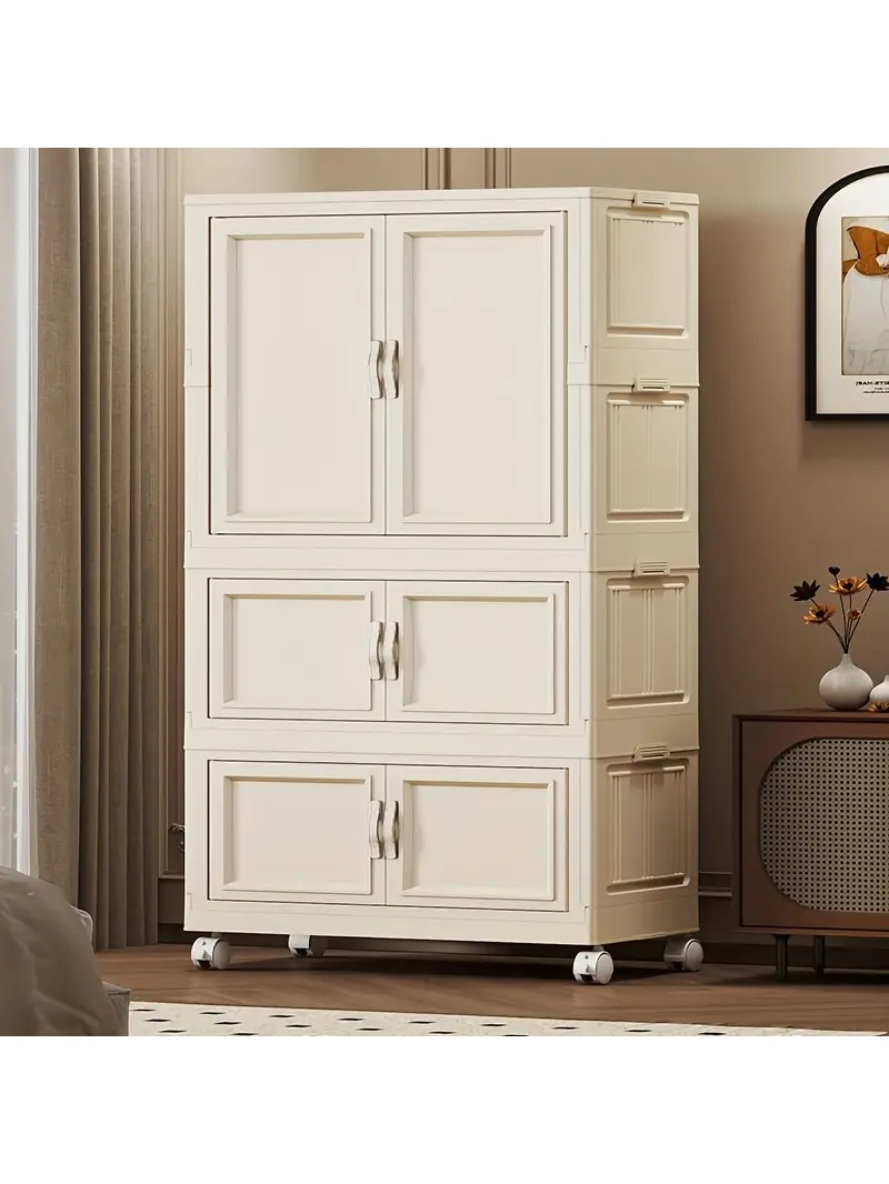 Foldable Wardrobe with Wheels - Instant Setup No Assembly Required, 3.2 ...