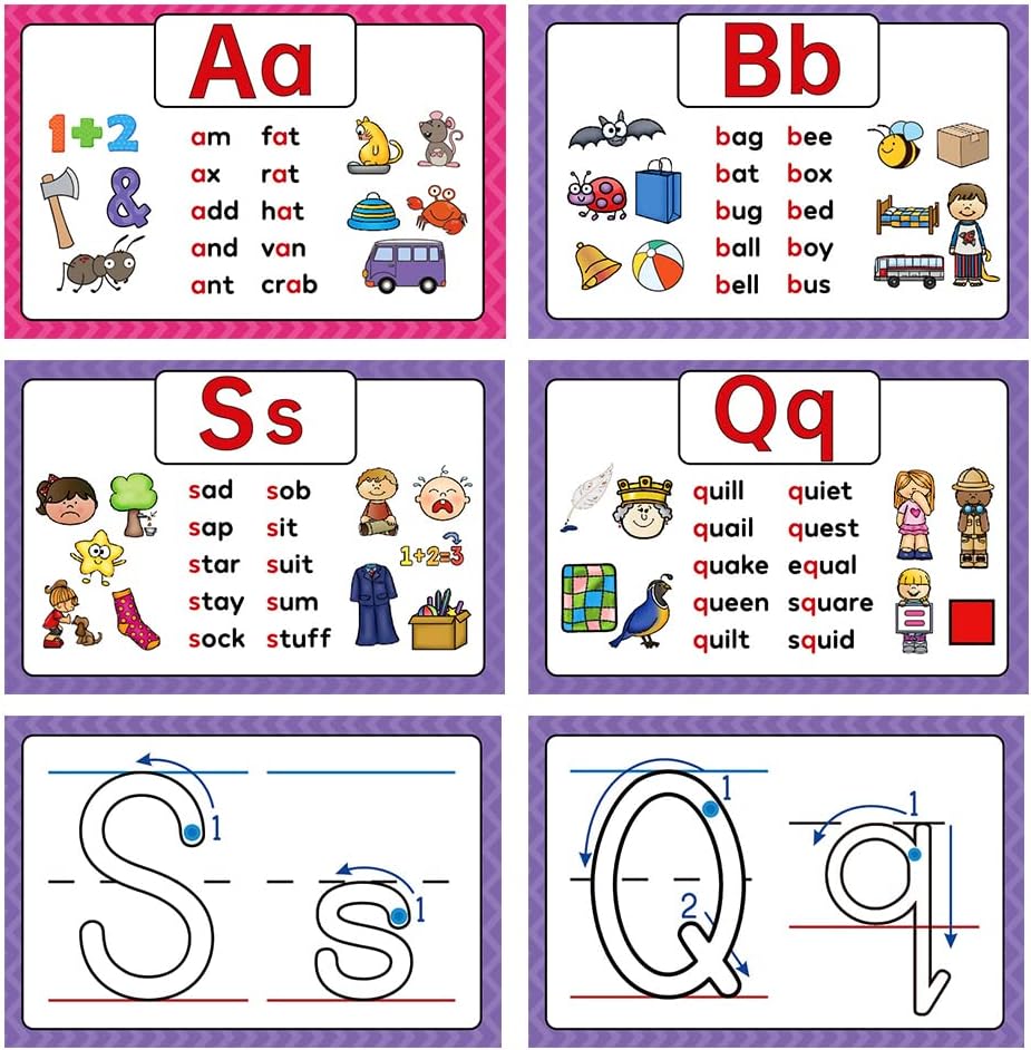 26 English Alphabet Phonics CVC Words Resuable Letters Baby Flash Cards ...