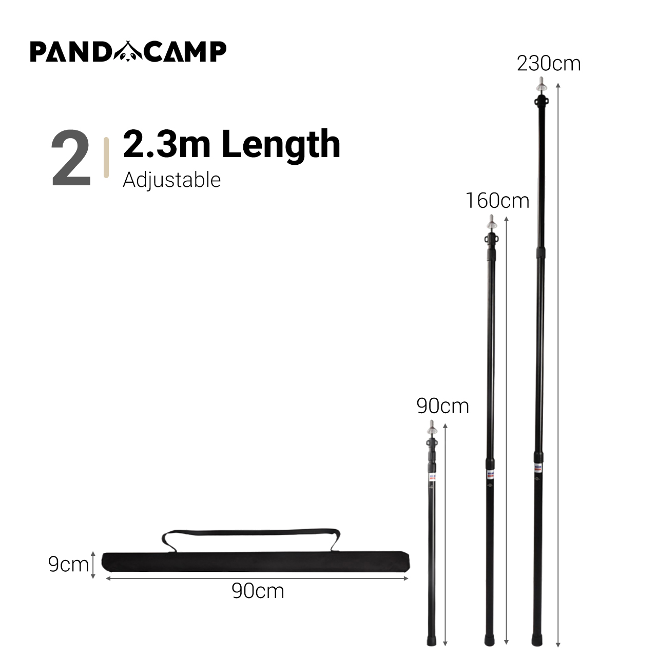 Adjustable Tarp Poles Camping Flysheet Poles Tent Tiang Khemah Boleh ...