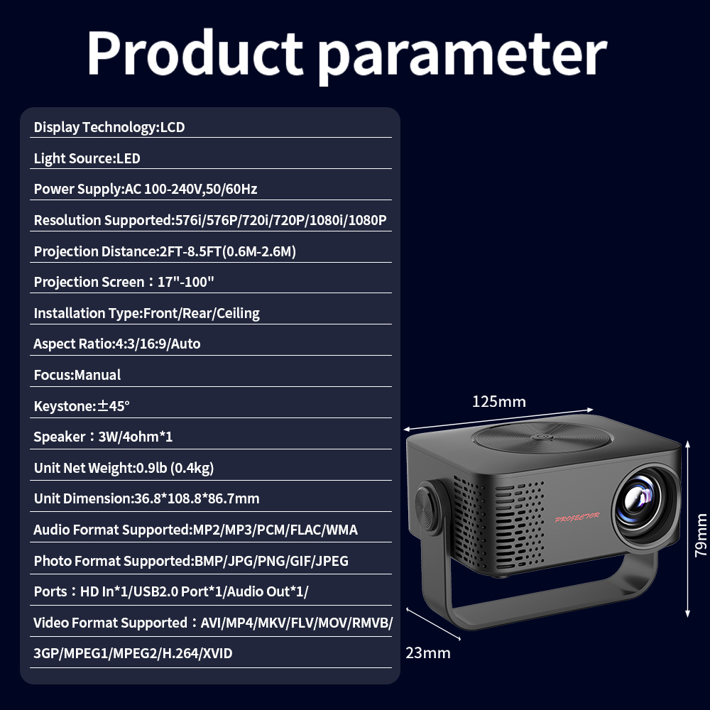 Mini portable M60 projector I0S/Android phone wireless screen HDMl TV ...