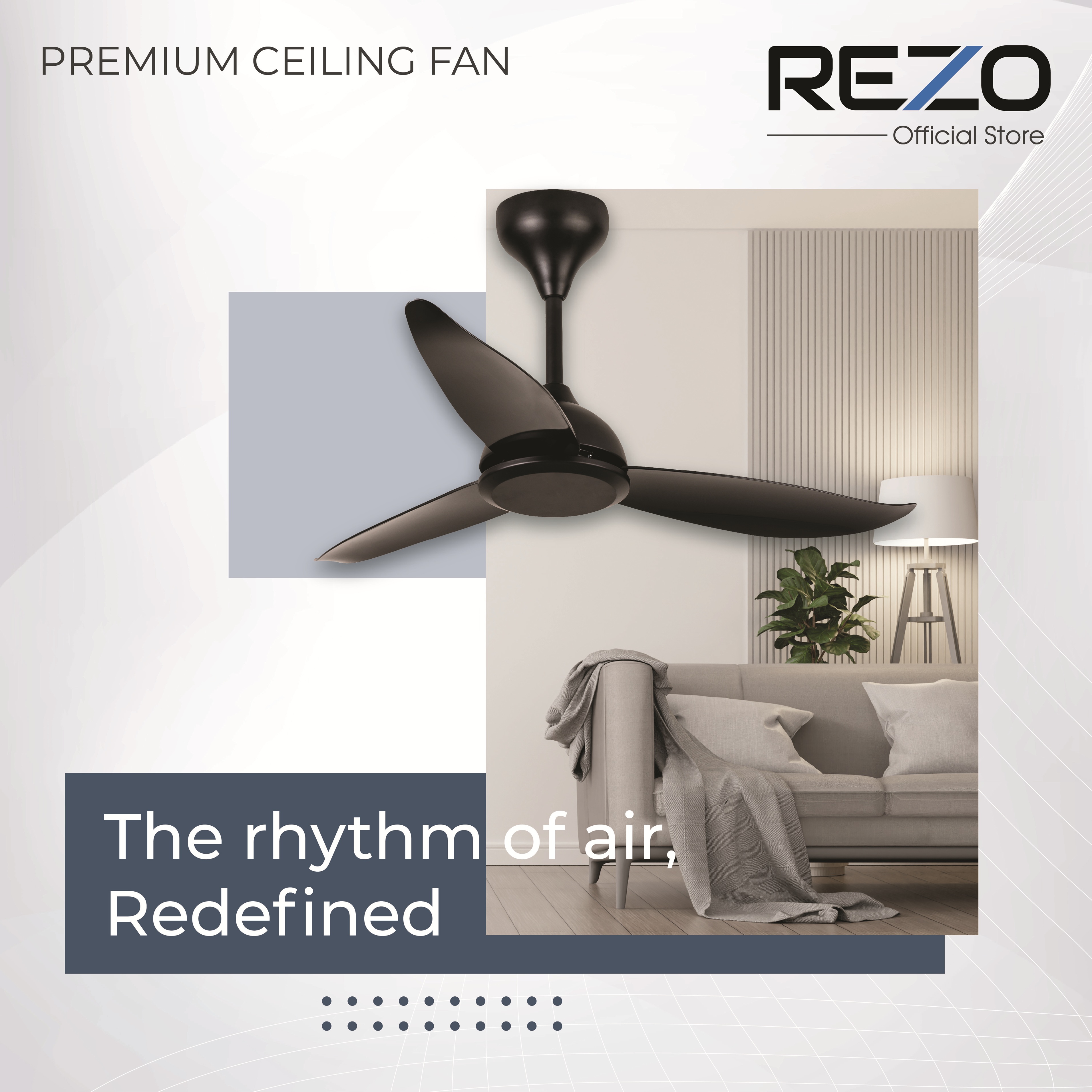 REZO Signature Series 46" 3 Blades DC Motor Ceiling Fan With Remote ...