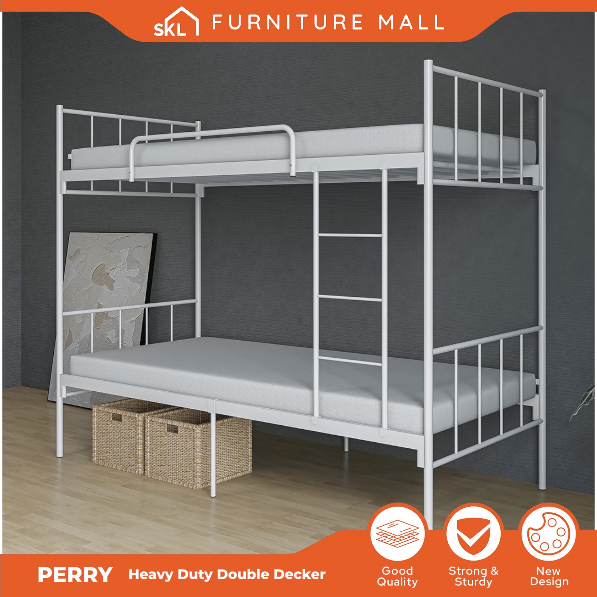 SKL Furniture PERRY Double Decker/Katil Dua Tingkat/Metal Bed/Katil ...