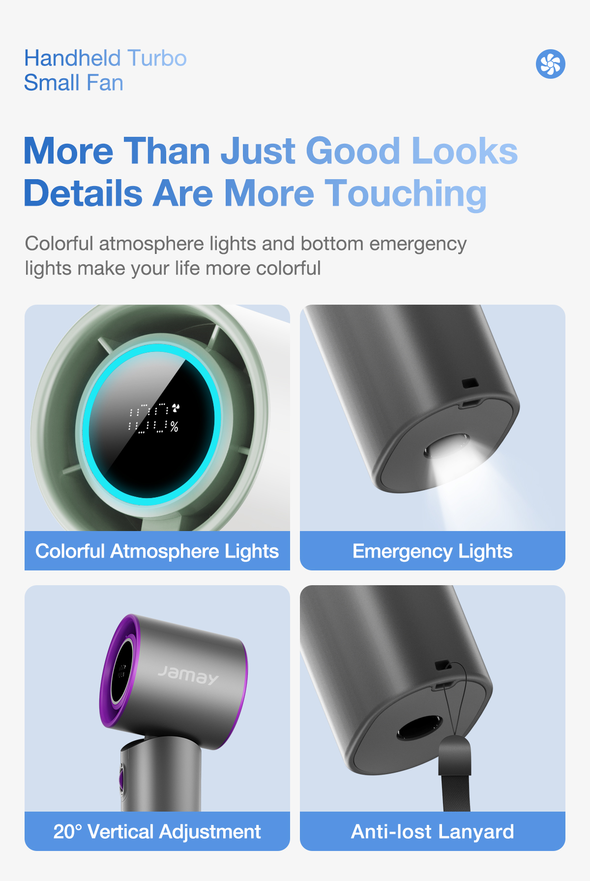 JAMAY Portable Handheld Turbo Fan High Speed kipas mini fan cooler 199 ...