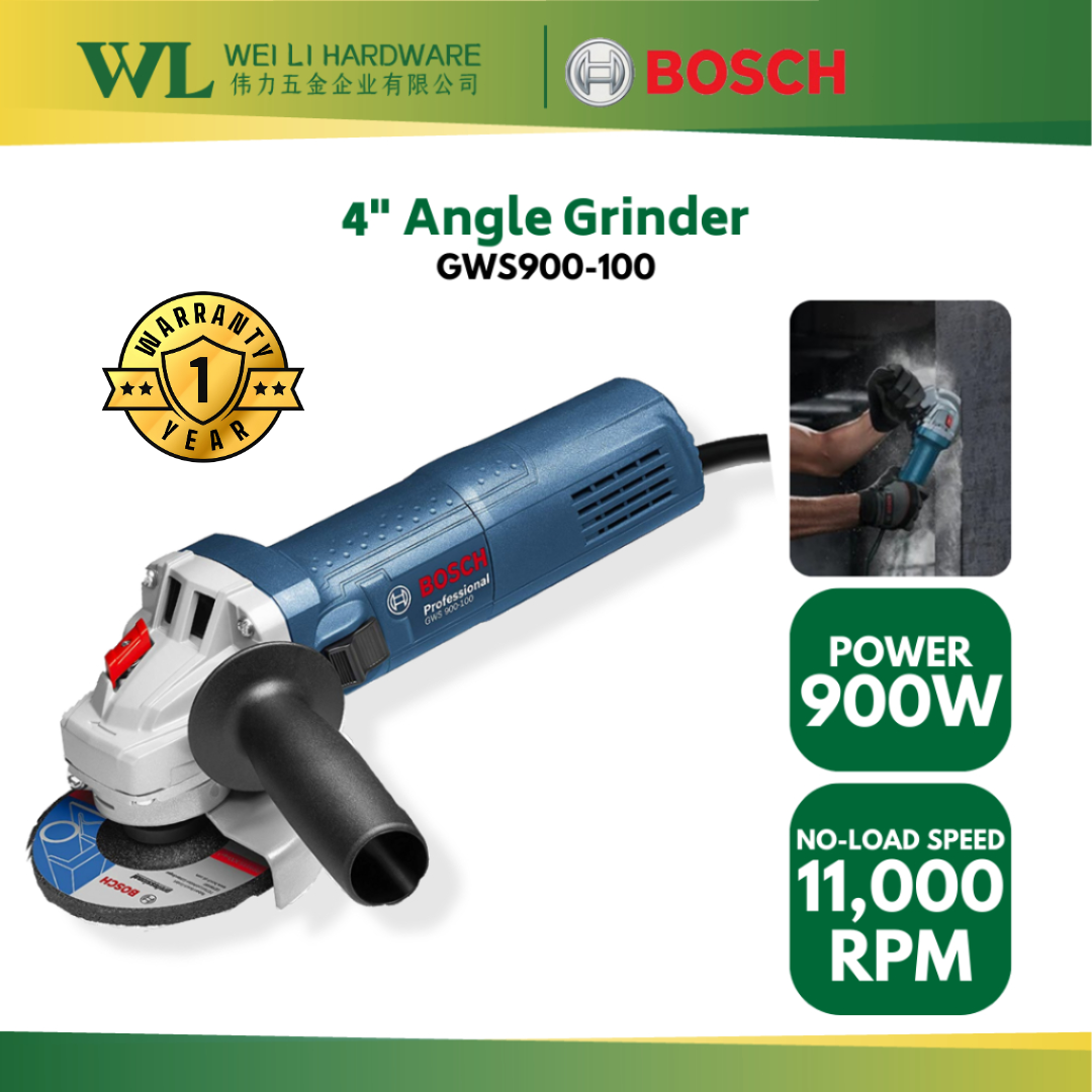 BOSCH GWS900-100 4" Angle Grinder 900W/Heavy Duty/Mesin Potong Besi ...