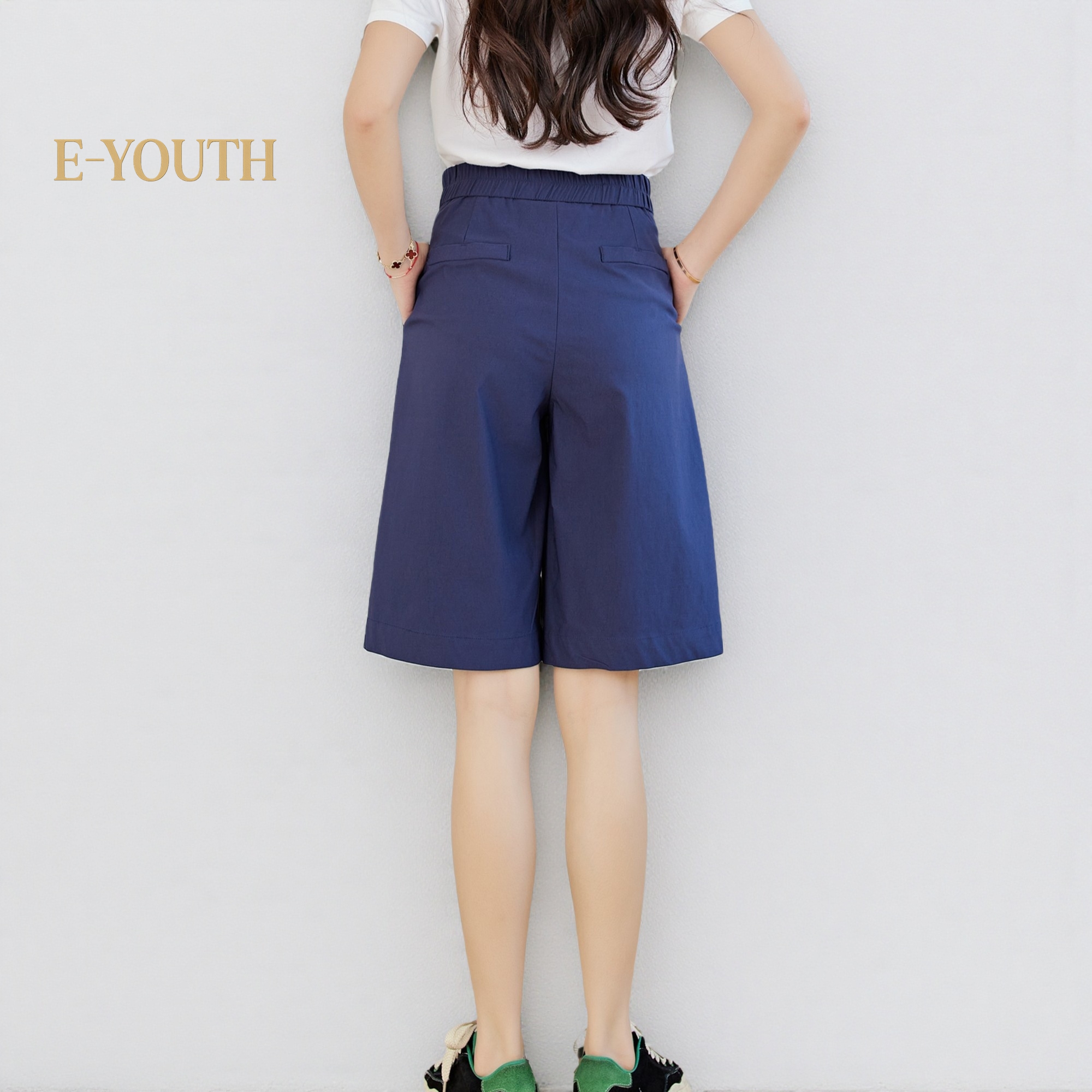Eyouth 20161 Pleated A-Line Culottes Knee length ladies short pant ...