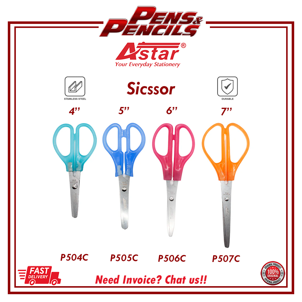 ASTAR Scissors / Gunting 4" / 5" / 6" / 7" P504C / P505C / P506C ...