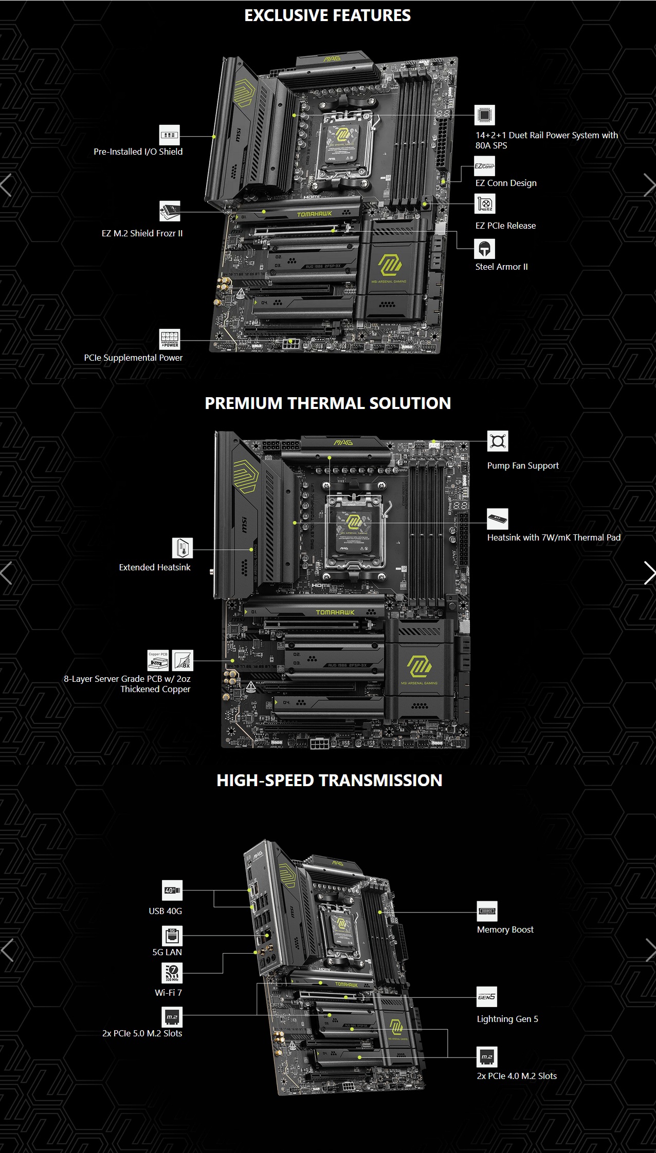 MSI MAG X870E TOMAHAWK WIFI MOTHERBOARD + AMD 8000+9000 Series ...