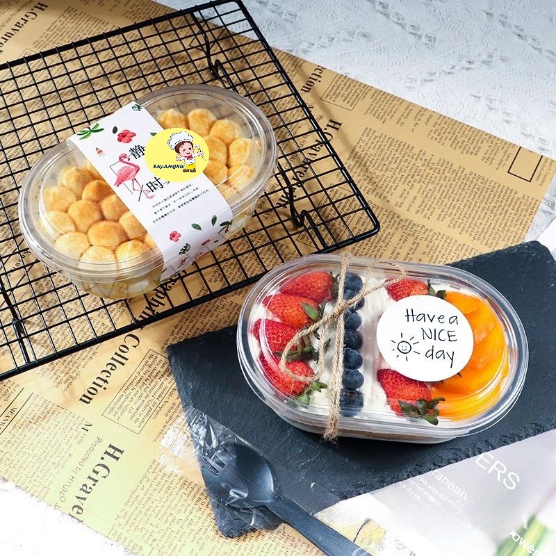 50Pcs/Pkt J150G - 500ml Plastic Cake Box with Lid Cookies Box Mousse ...
