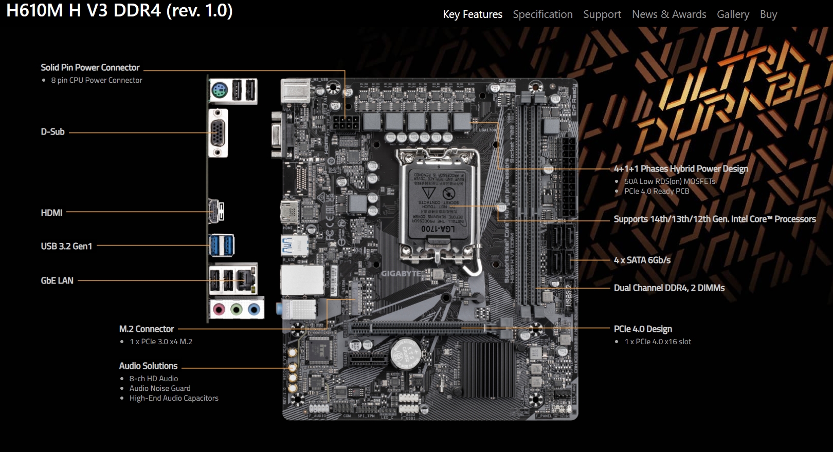 GIGABYTE H610M H V3 DDR4 D4 1700 MOTHERBOARD COMBO PROCEESOR INTEL I3 ...