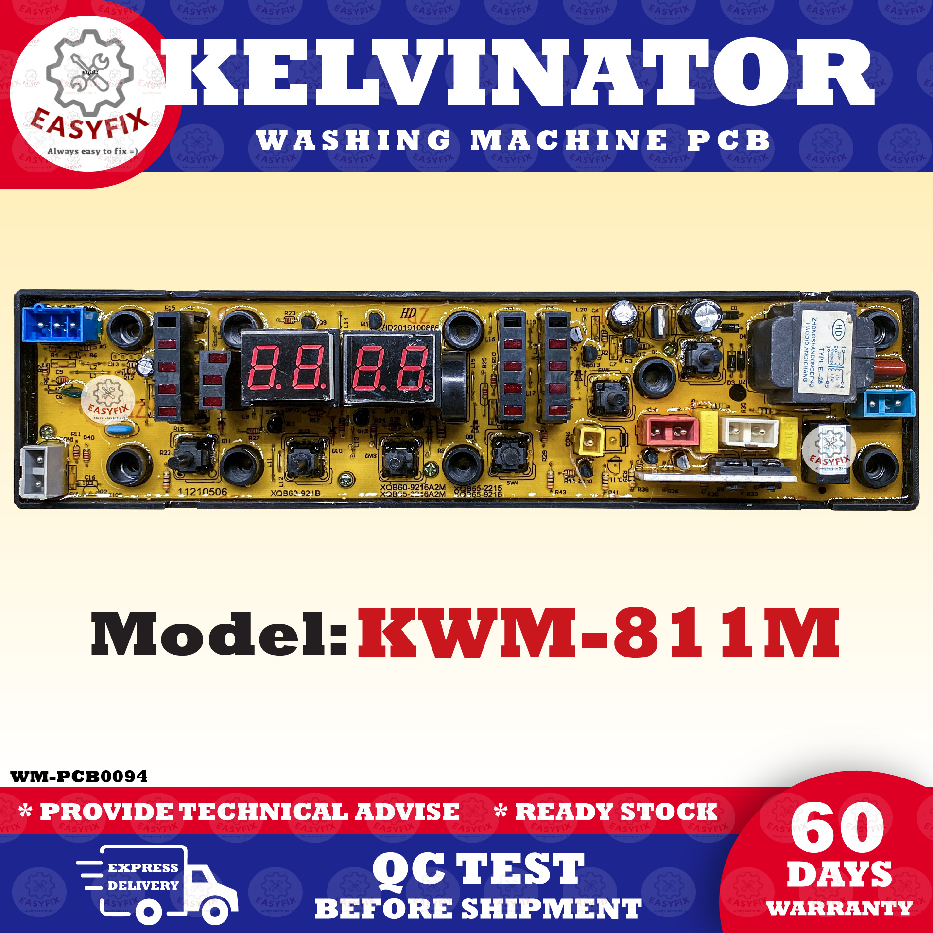 KWM-811M KELVINATOR WASHING MACHINE PCB BOARD (CONTROL BOARD / PANEL ...
