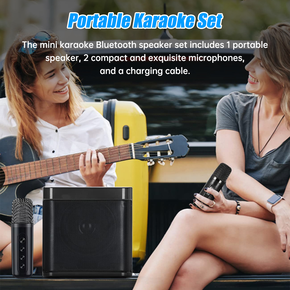 🔥HJMDI Mini Karaoke Speaker Portable Karaoke Speaker Set with Wireless ...