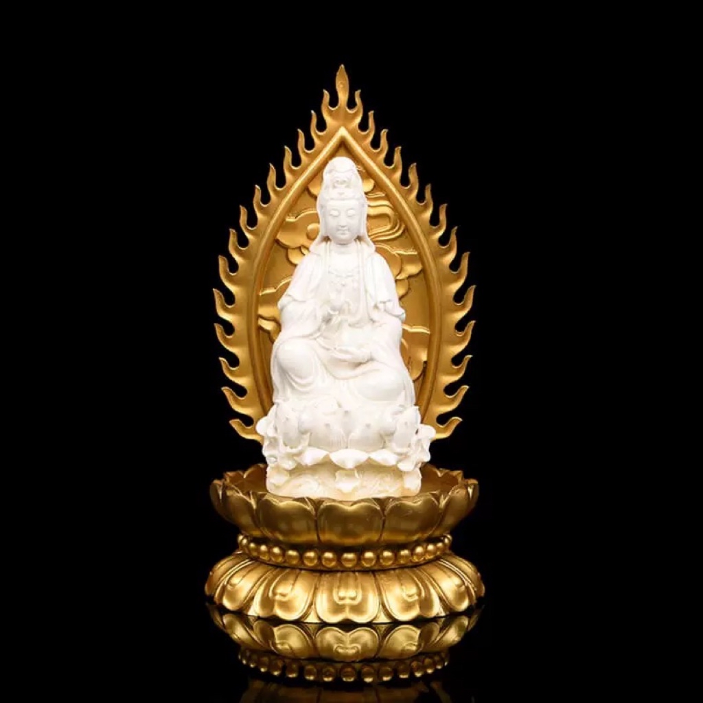 Solid wood gilded Buddha statue base Guanyin Bodhisattva backlit lotus ...