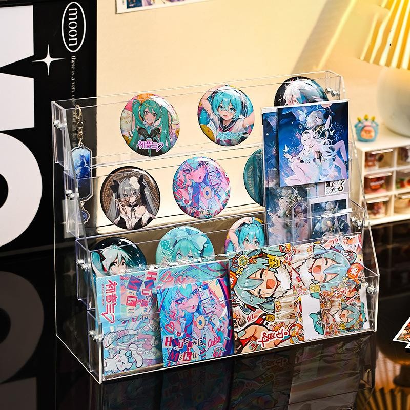 4 Layer Display Stand Shelf Showcase Acrylic Grain Peripheral Ladder ...