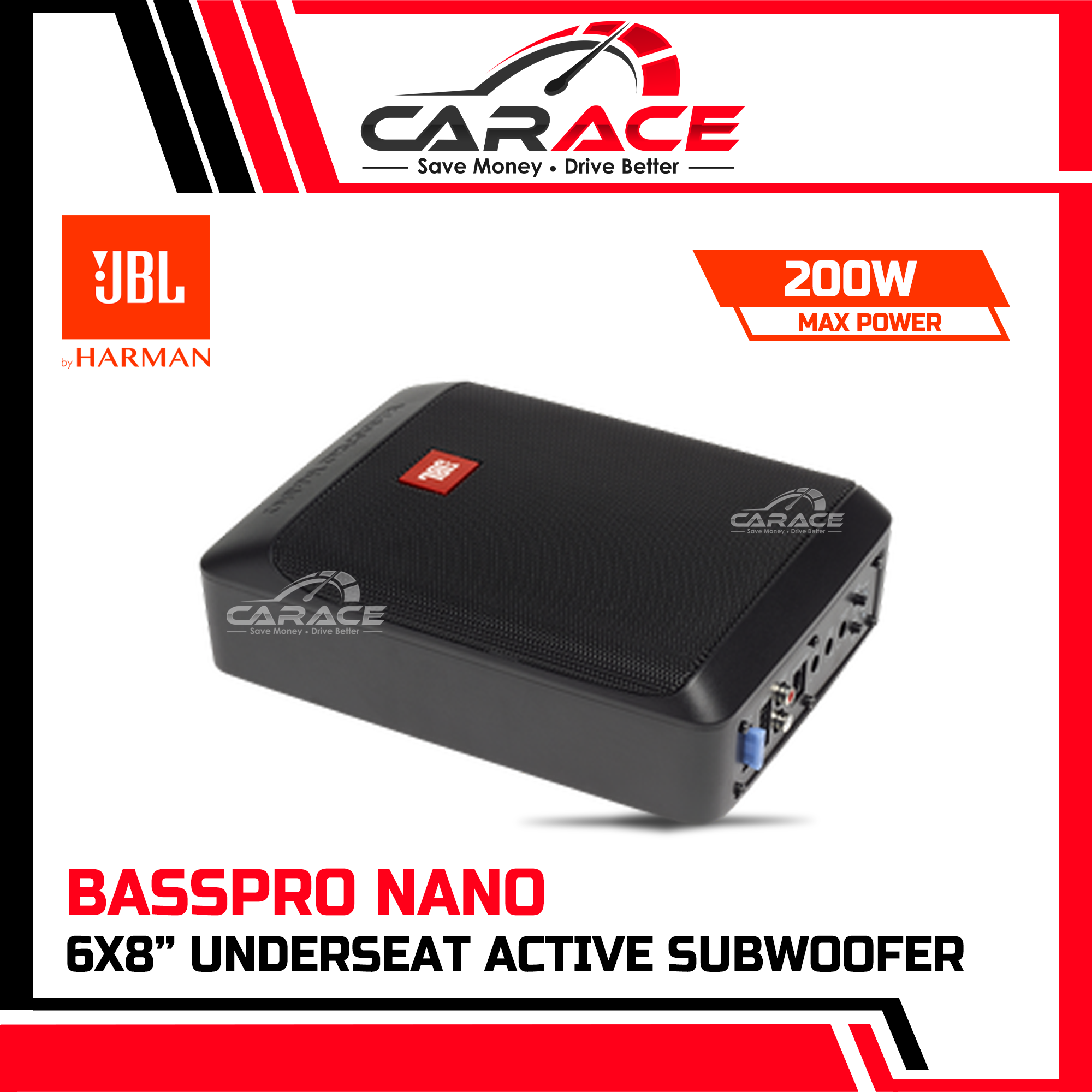 JBL Basspro Nano Ultra-Compact Underseat Active Subwoofer Powered ...