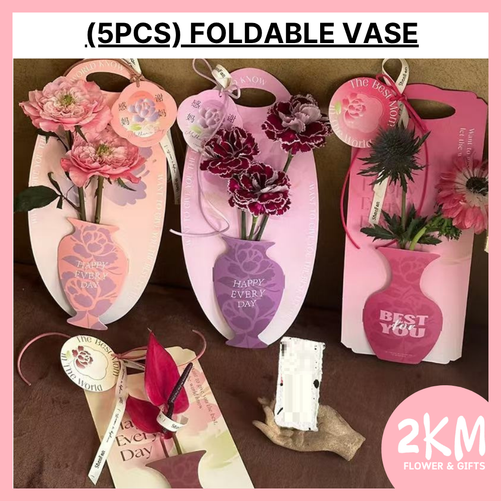 (5PCS) FOLDABLE VASES FLOWER Florist Bouquet Packaging Doorgift Gift ...