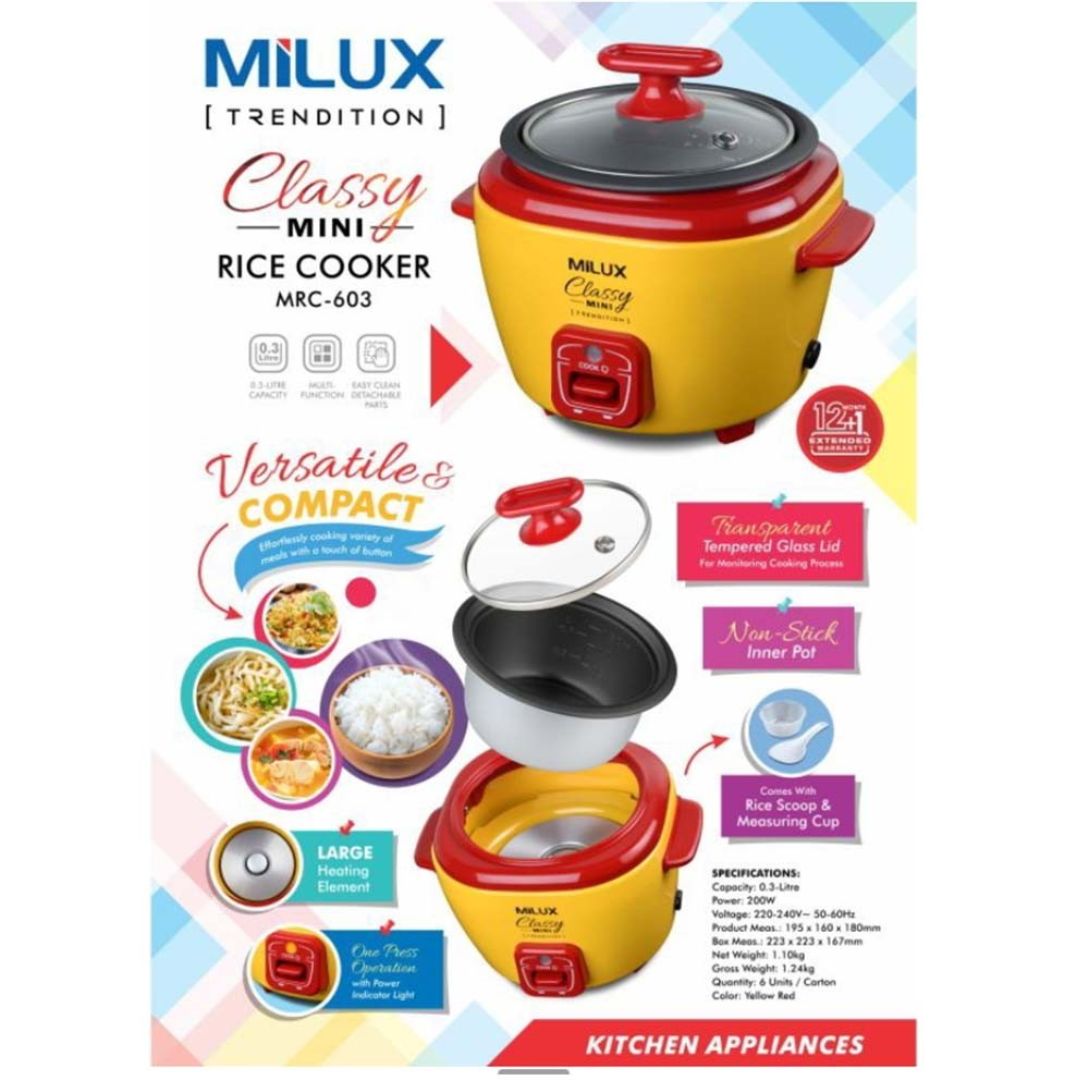 Milux 0.3L Periuk Nasi Kecil Classy Mini Rice Cooker MRC-603 | Shopee ...