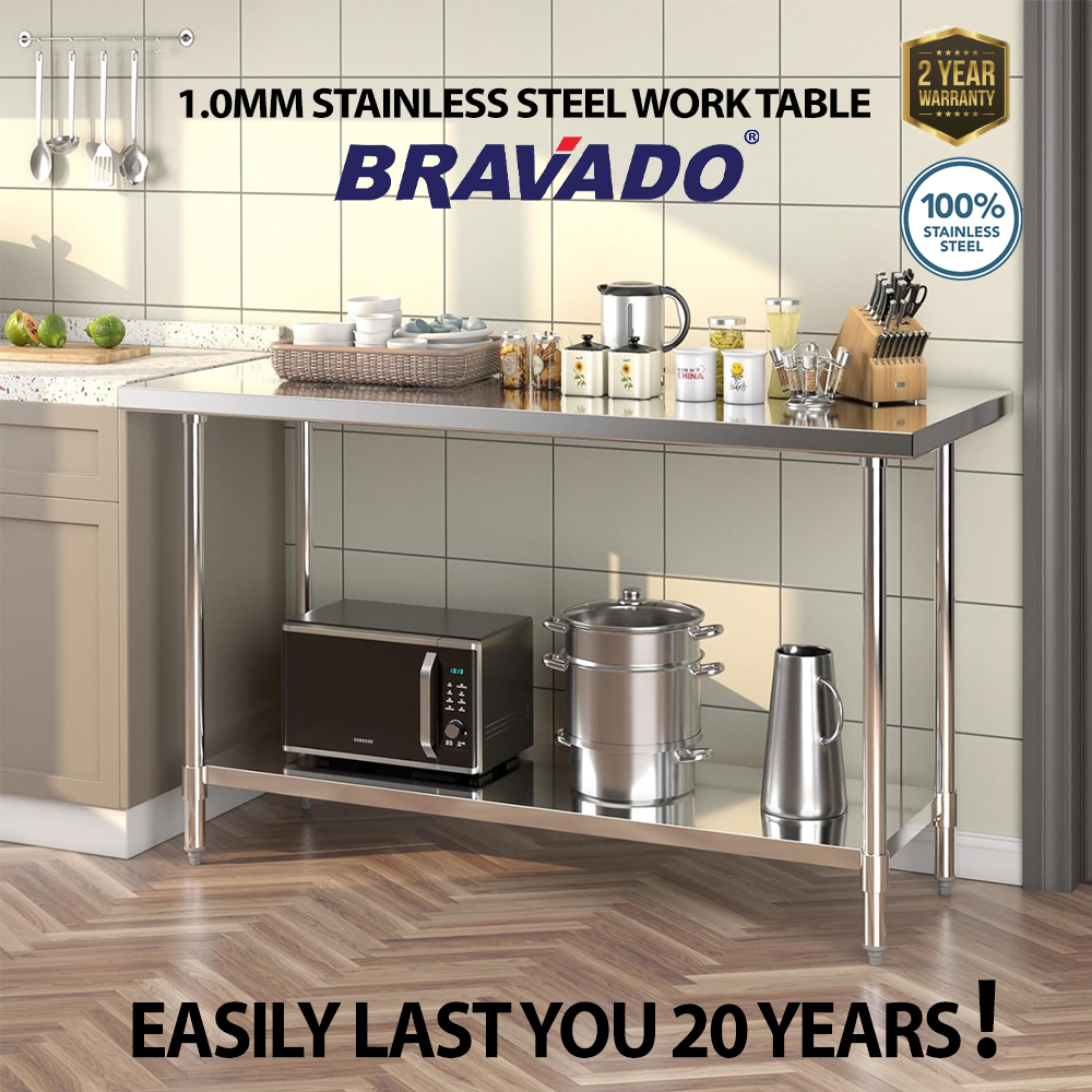 APACHE SUS 304 Meja Stainless Steel Working Table Meja Dapur Dining ...
