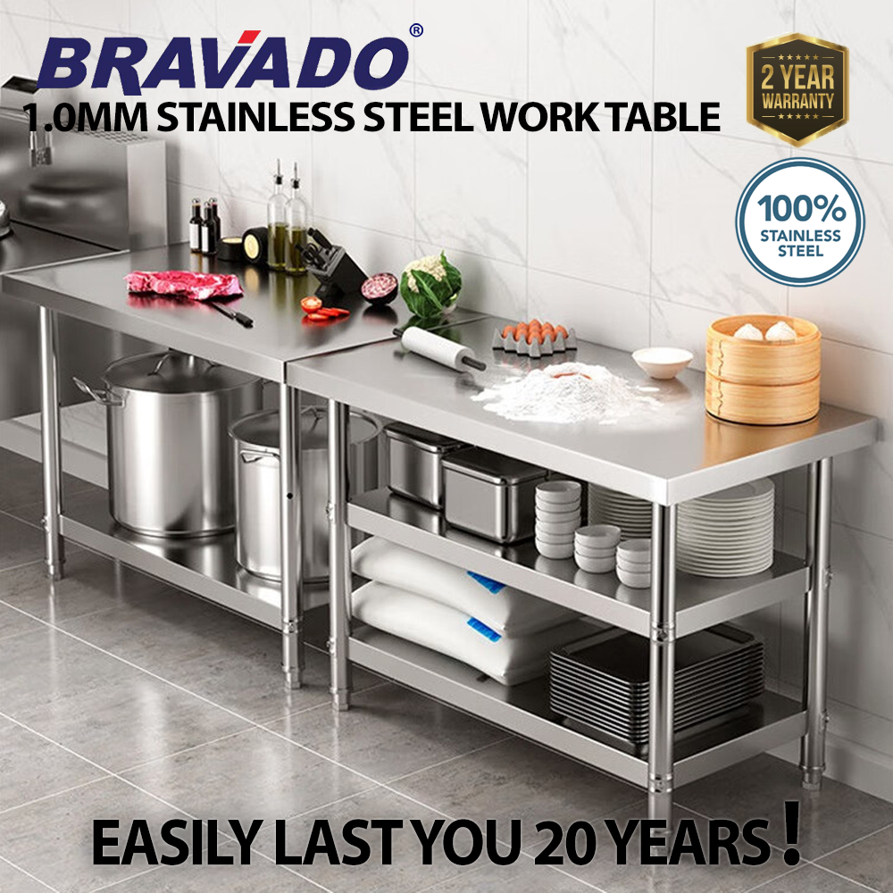 APACHE SUS 304 Meja Stainless Steel Working Table Meja Dapur Dining ...