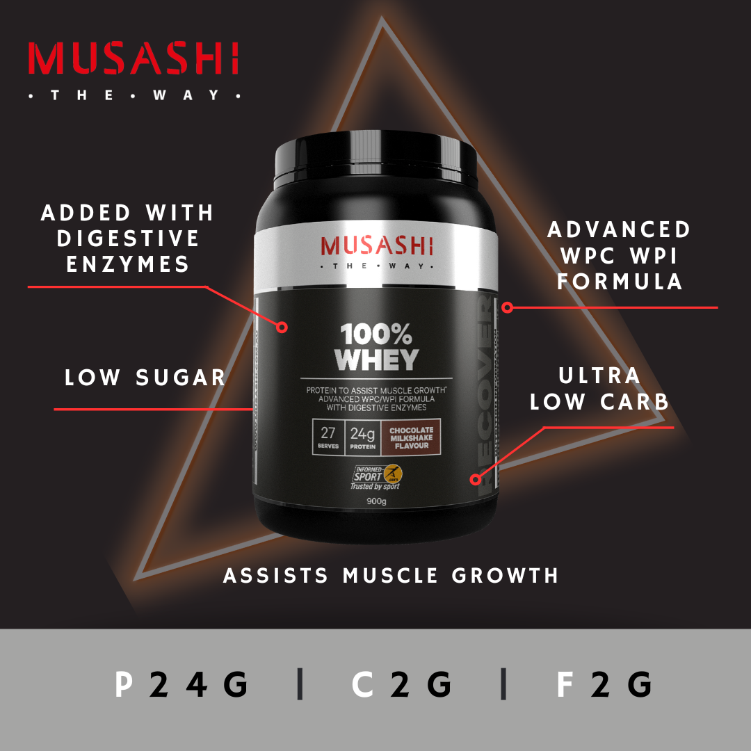 MUSASHI 100% WHEY Protein Powder 900G to maximize lean muscle ...