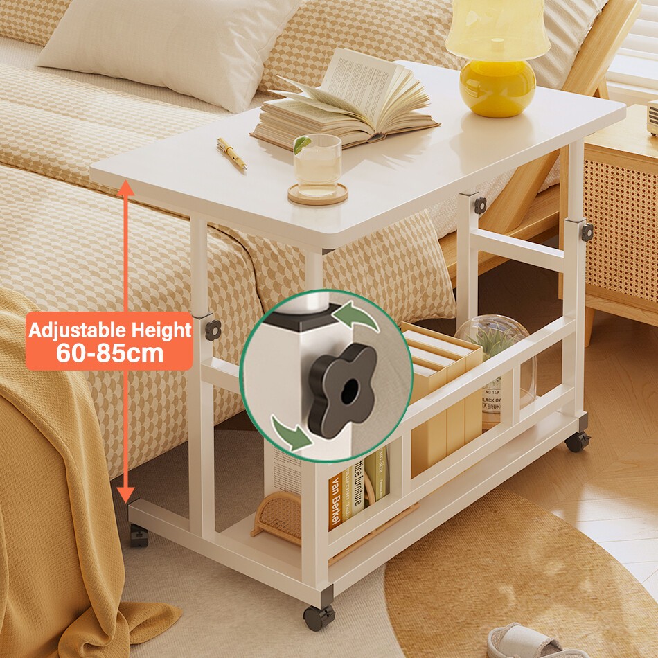 Meja Komputer 2 Layers Elevatable Computer Table Bedside Laptop Desk ...