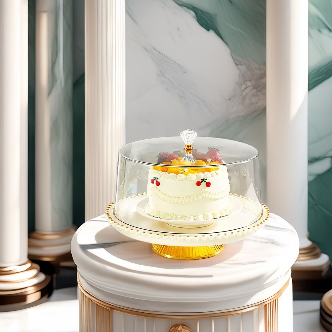 Cake Cloche with stand and dome in clear PET material Kek Klos dengan ...