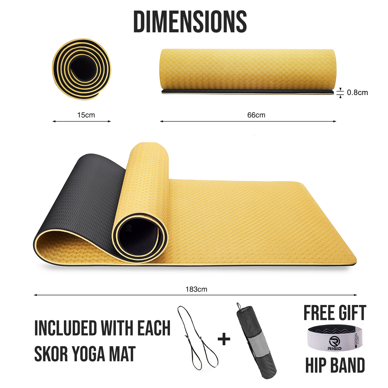 New SKOR Ecoflex II Extra-Wide Anti-Slip TPE Yoga Mat (66cm x 8mm ...