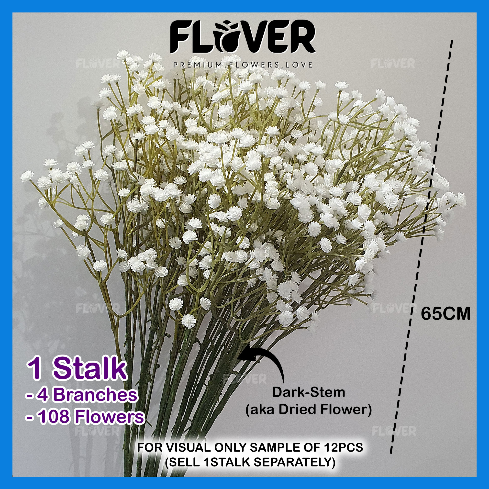 [1 Stalk] 65cm+108 Baby Breath Flowers | Gypsophila Paniculata ...