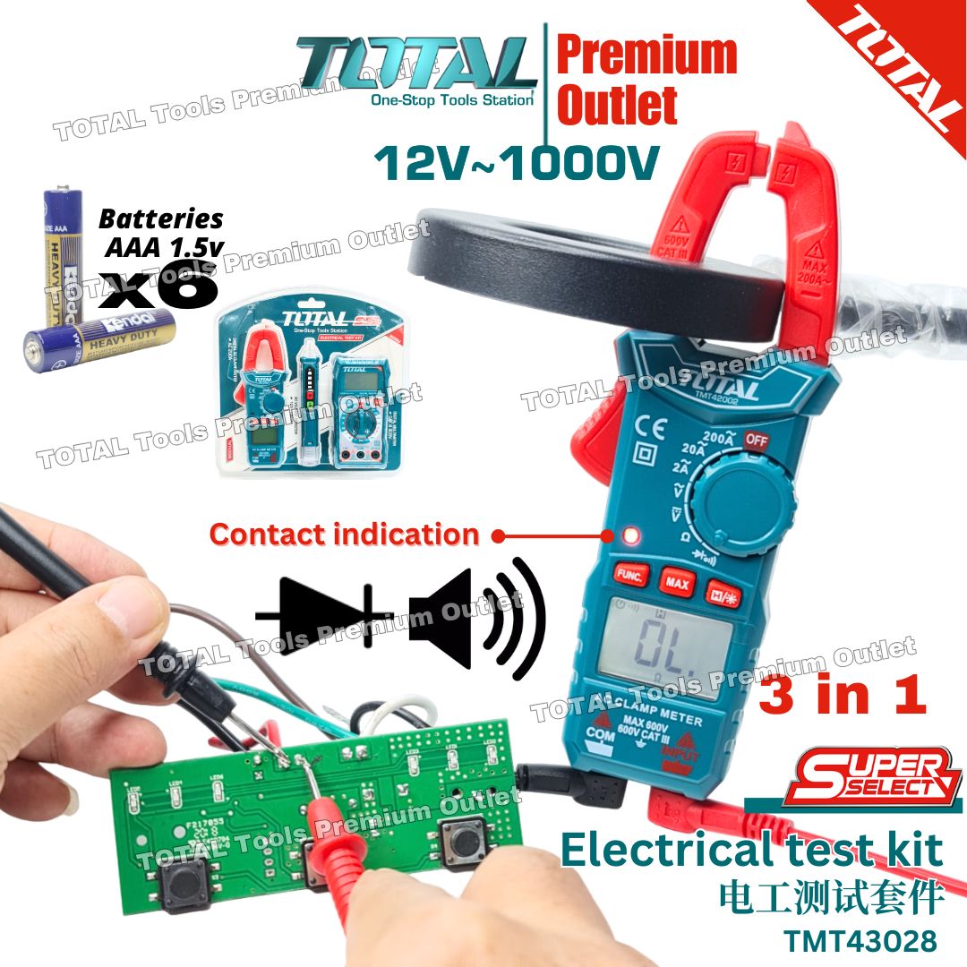 TOTAL Tools 3 in 1 Electrical test kit / Digital Multimeter / Digital ...