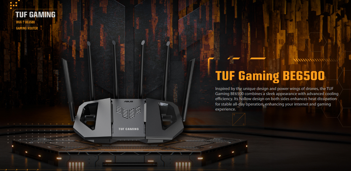 ASUS TUF Gaming BE6500 TUF-BE6500 Dual Band WiFi 7 Extendable Gaming ...